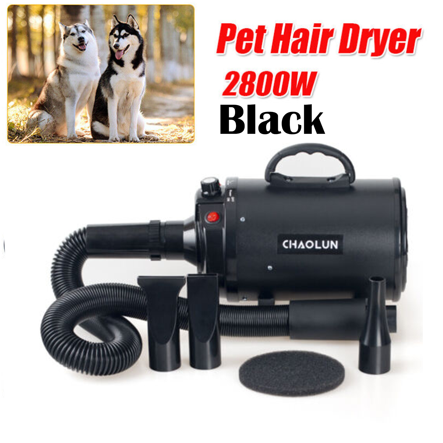 Pet Dog Cat Hair Dryer Grooming Blow Speed Hairdryer Blower Heater Bla